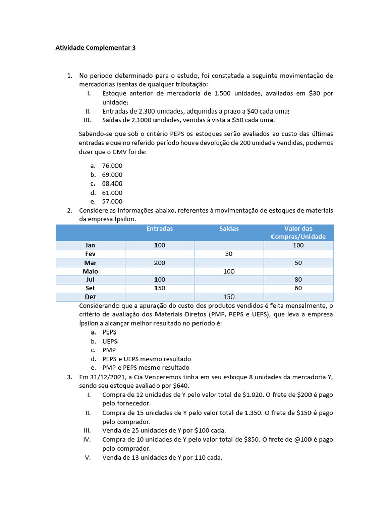 Atividade Complementar 3 | PDF