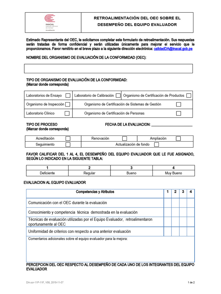 Retroalimentación del OEC sobre Evaluadores | PDF | Evaluación