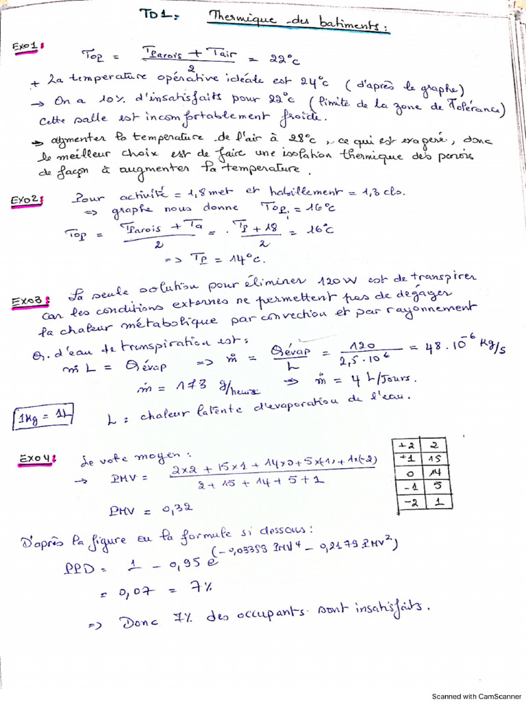 TD Thermique Des Batiments | PDF