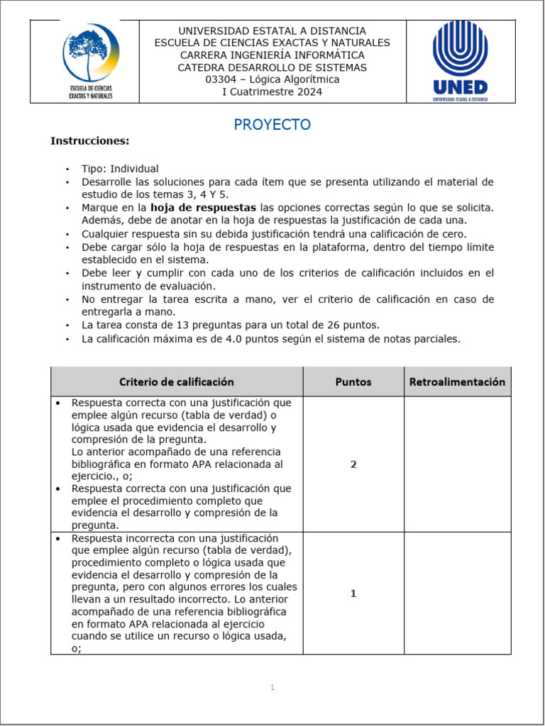 Proyecto De Lógica Algorítmica 2024 Pdf Algoritmos Aritmética