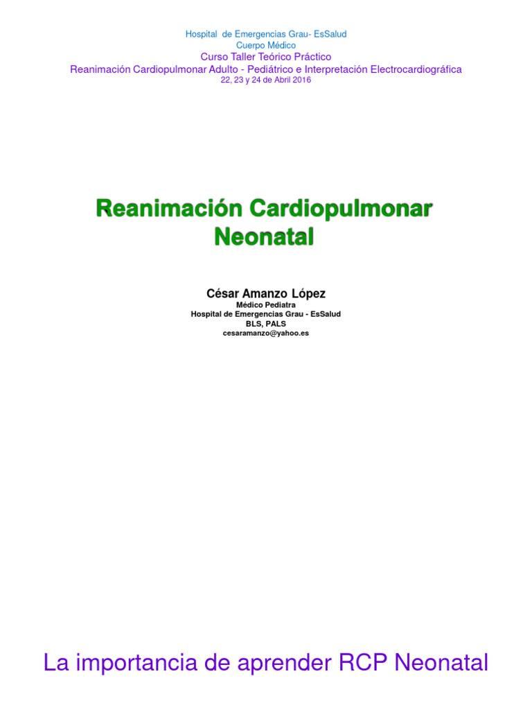 RCP Neonatal: Guía Práctica Esencial | PDF | Reanimación cardiopulmonar ...