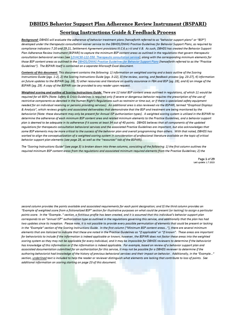 BSPARI Scoring Instructions Guide Feedback Process | PDF | Aggression ...