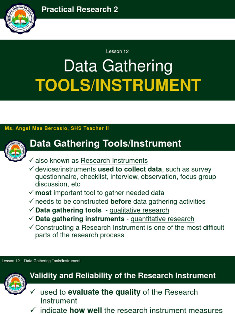 12 Lesson Data Gathering Tools Instrument | PDF | Survey Methodology ...