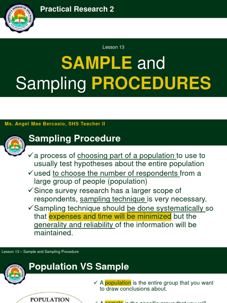 13 Lesson Sampling Technique | PDF | Sampling (Statistics) | Survey ...