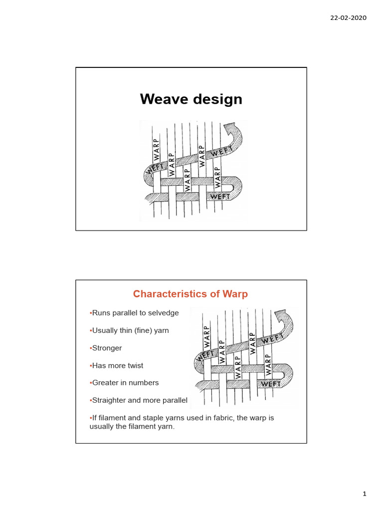 Lec13-14 Weave Design | PDF | Weaving | Textiles