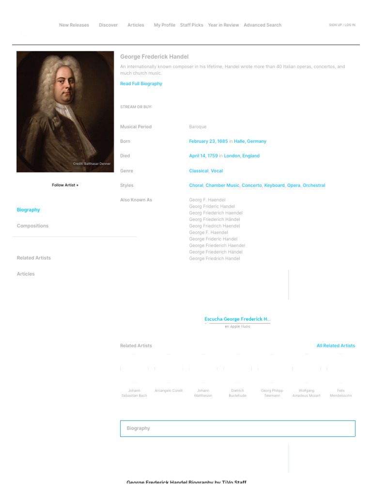 George Frederick Handel Songs, Albums, Reviews, Bio & More - AllMusic ...
