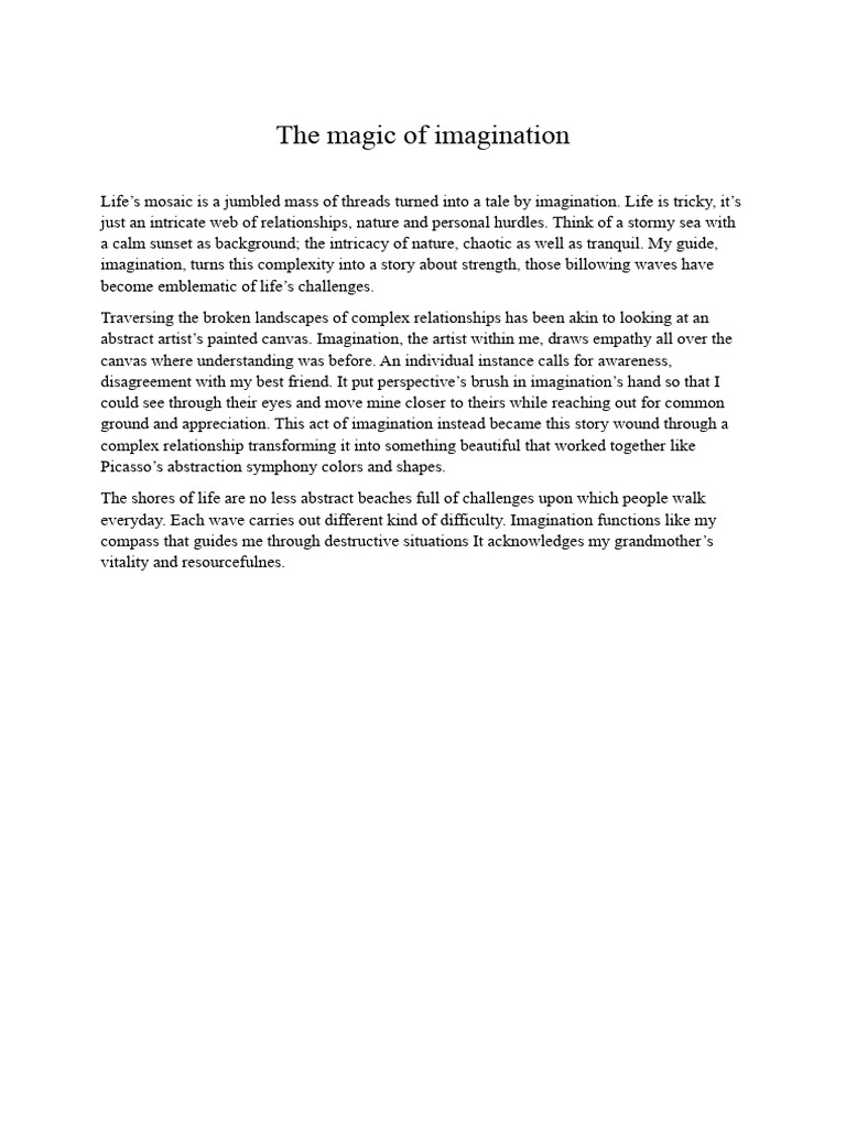 Essay-The Magic of Imagination | PDF