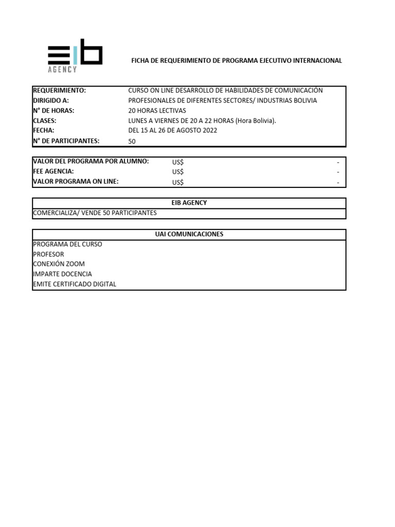 Ficha de requerimiento PEI | PDF