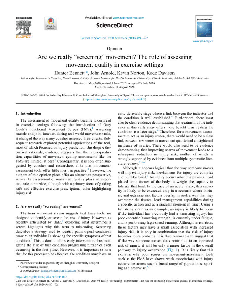 Assessing Movement Quality in Exercise | PDF | Strength Training | Risk