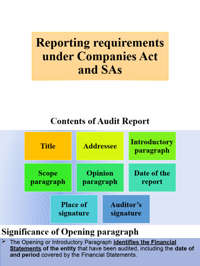 7.3 Reporting Requirements Under Companies Act and SAs | Download Free ...