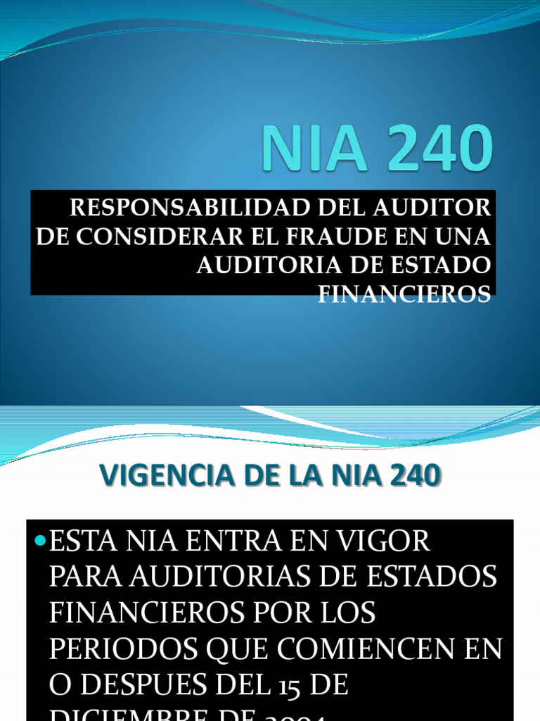 Nia 240 | PDF | Auditoría | Fraude
