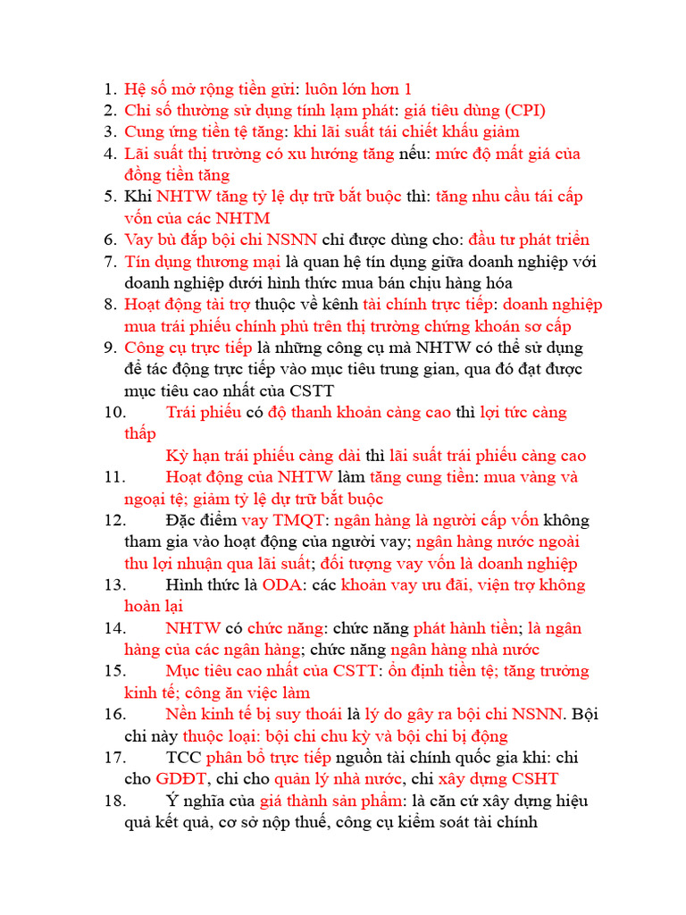 Câu hỏi TCTT | PDF