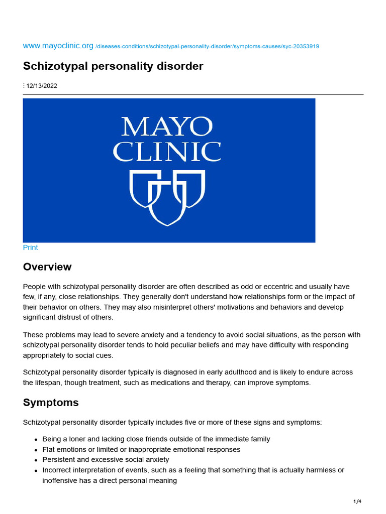 Schizotypal Personality Disorder Pdf Mental Disorder Personality