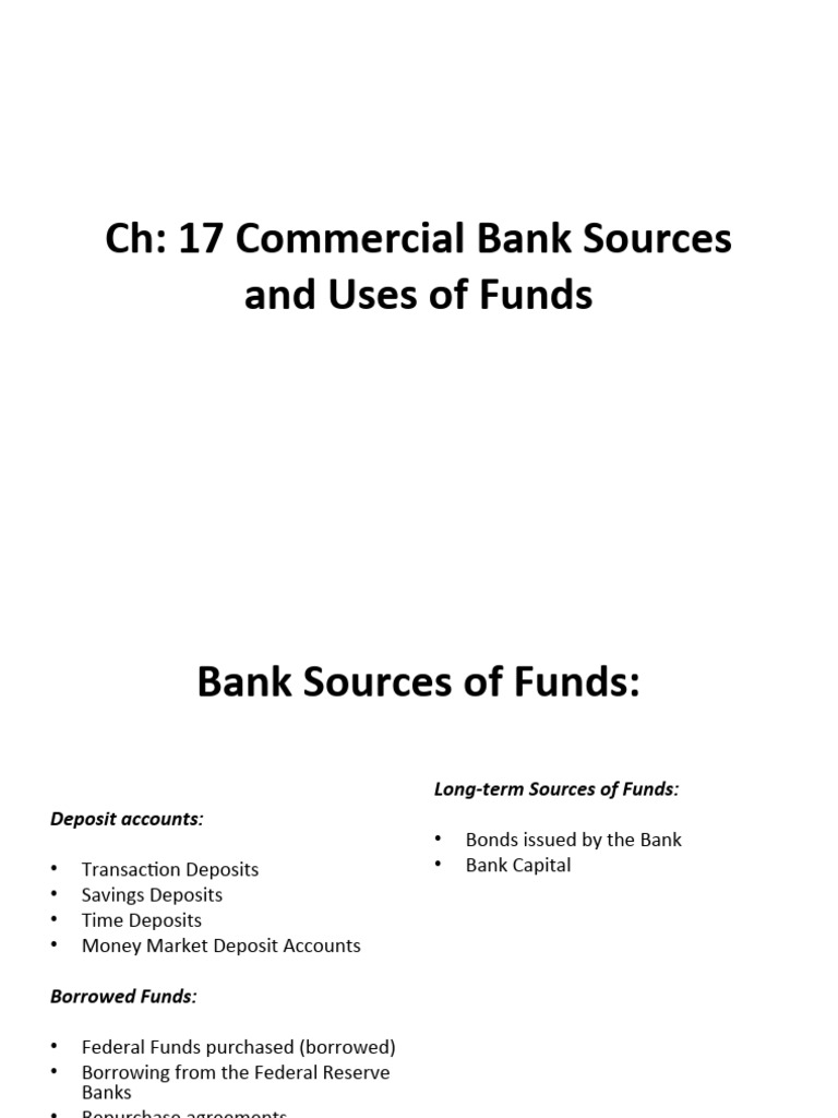 CHP 17 - Commercial Bank Sources & Uses of Funds | PDF | Repurchase ...