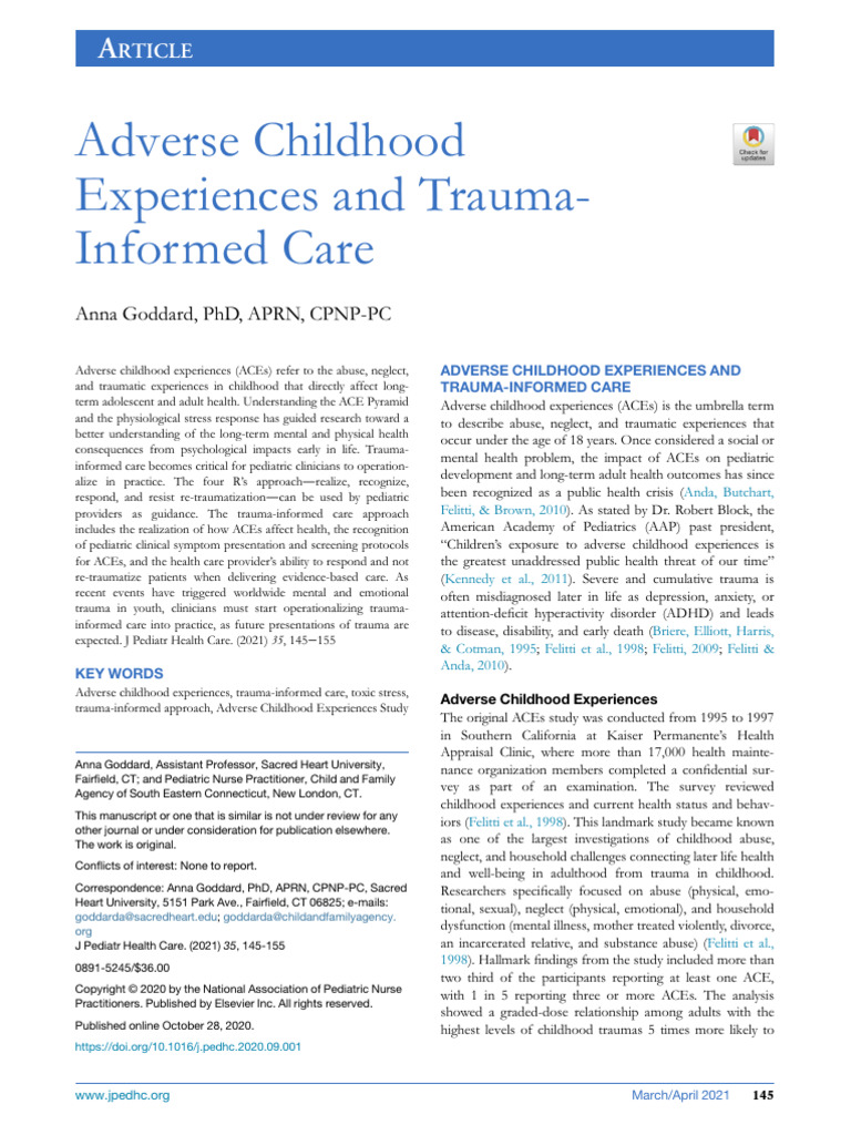 Adverse Childhood Experiences and Trauma-Informed Care | PDF ...