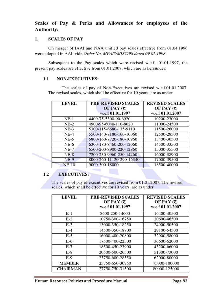 Aai Pay Revision 2007 | PDF | Employee Benefits | Air Traffic Control