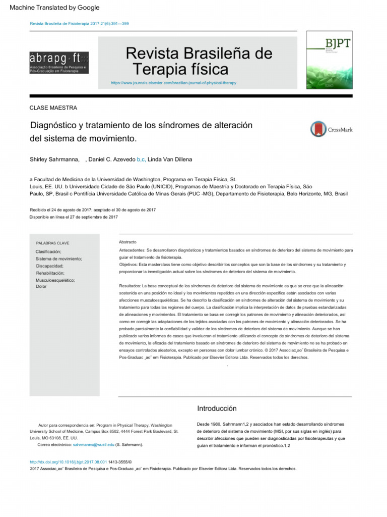 2 Diagnosis and Treatment of Movement System Impairment Sindromes ...