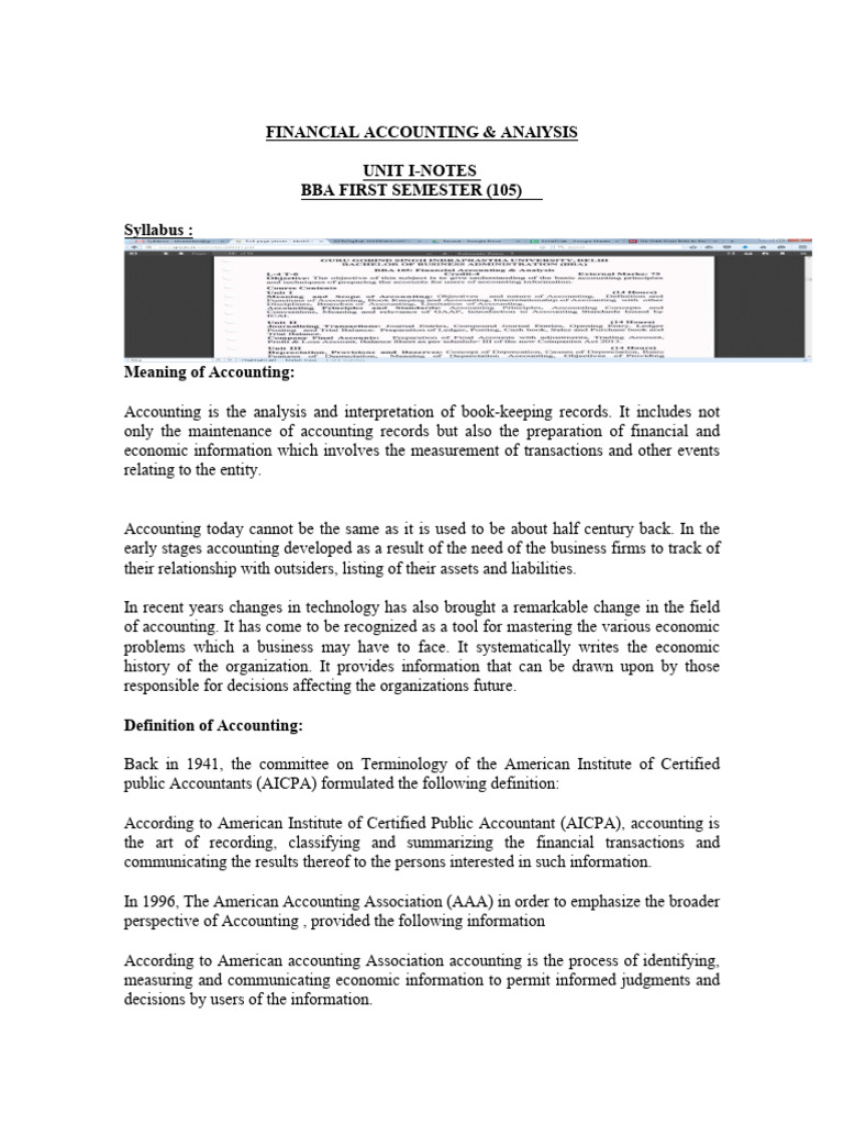 Fa Unit 1 | PDF | Accounting | Financial Accounting