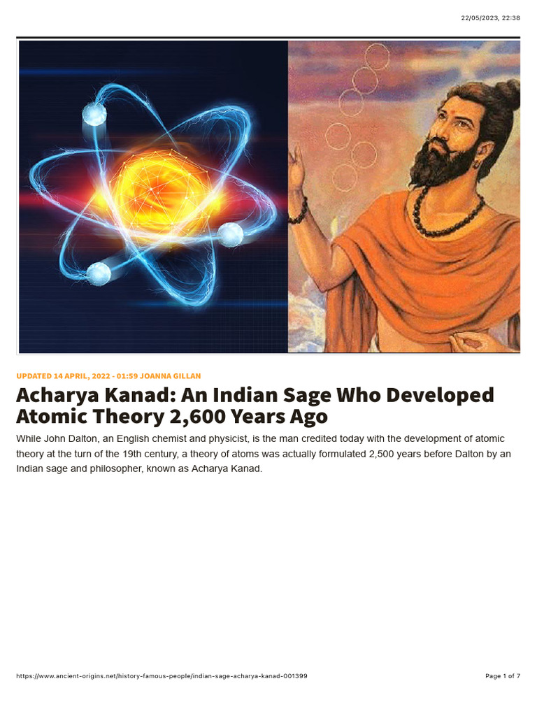 Acharya Kanad Atomic Theory 2,600 Years | PDF | Matter | Science