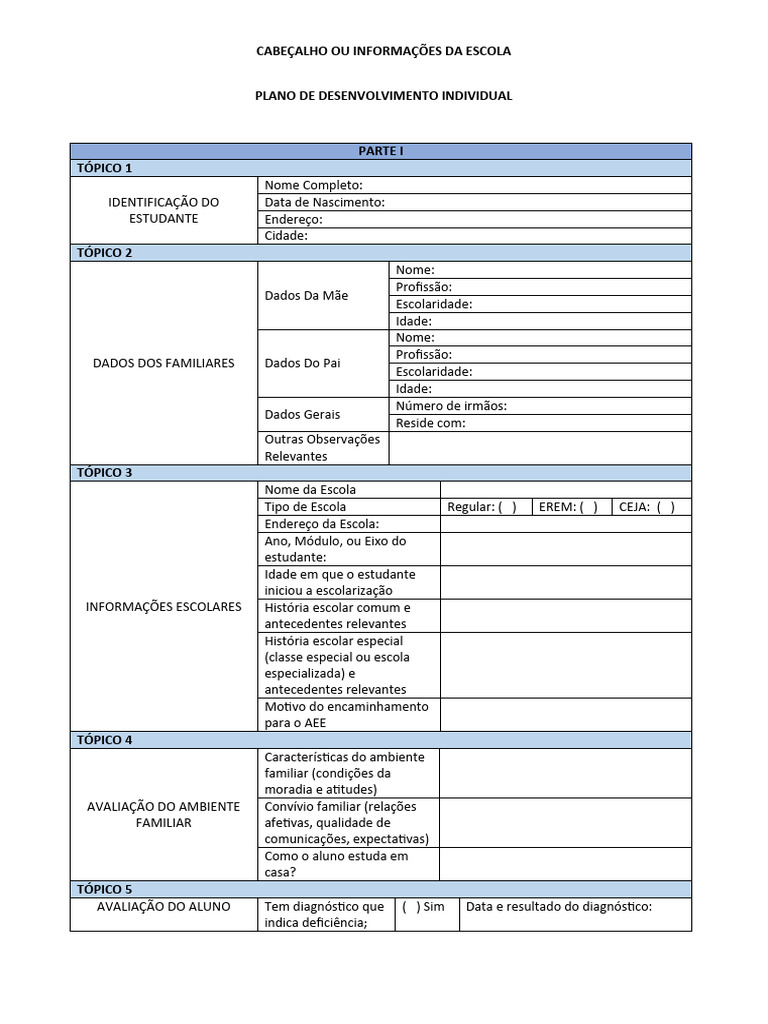MODELO DE PDI - PLANO DE DESENVOLVIMENTO INDIVIDUAL (2) | PDF ...