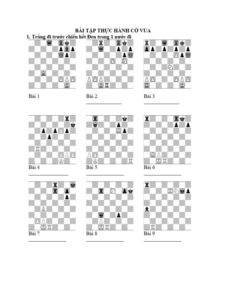BÀI TẬP THỰC HÀNH CỜ VUA | PDF