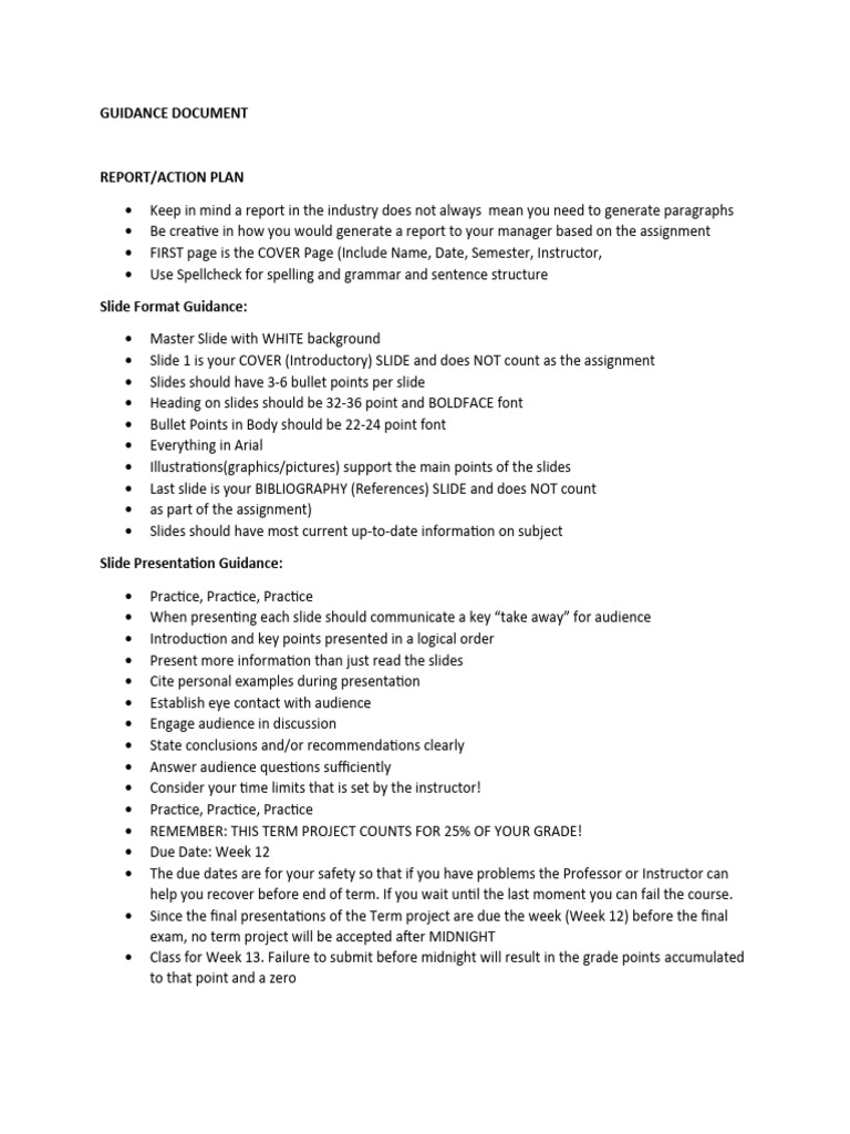 GUIDANCE DOCUMENT- Assignment 1 | PDF