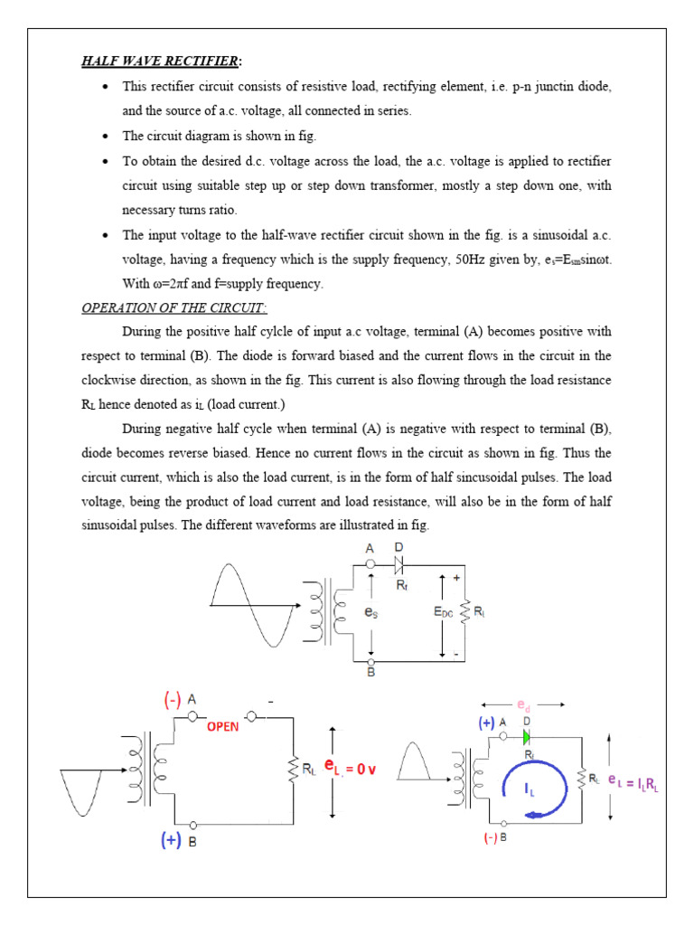 HALF WAVE RECTIFIER Class Notes | PDF | Science & Mathematics ...