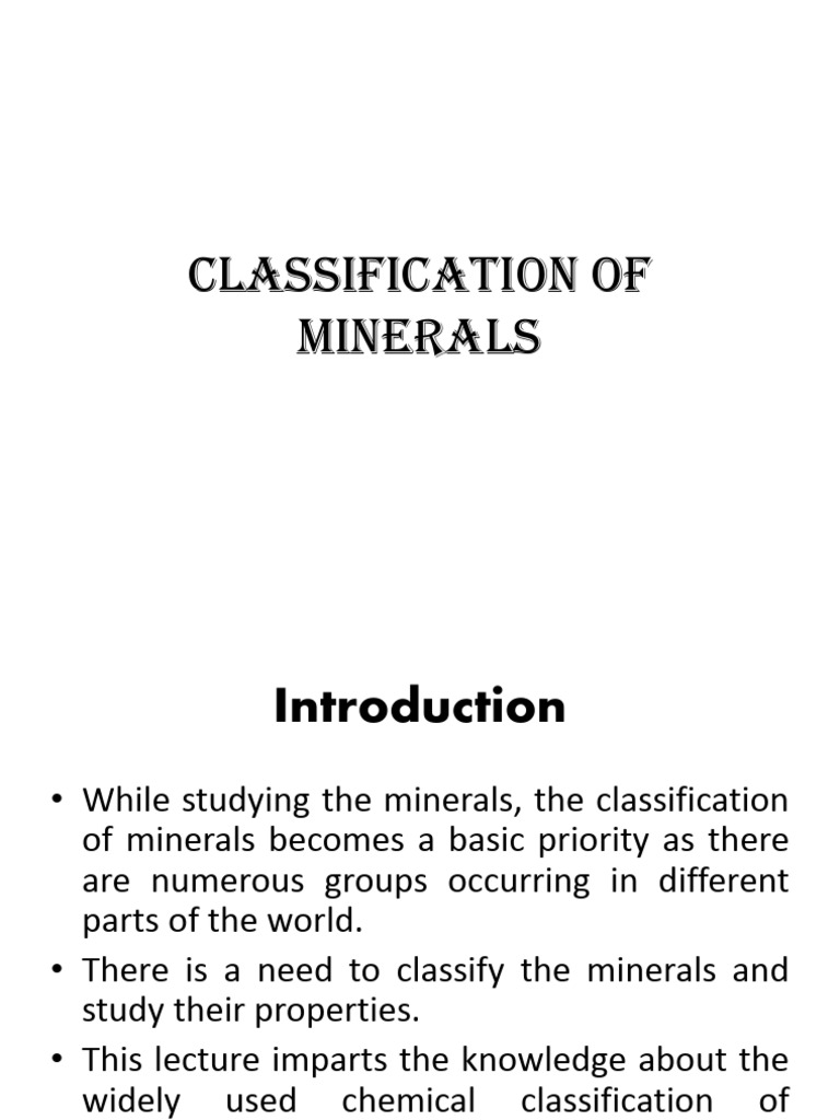Mineral Classification Guide | PDF | Minerals | Chemical Elements