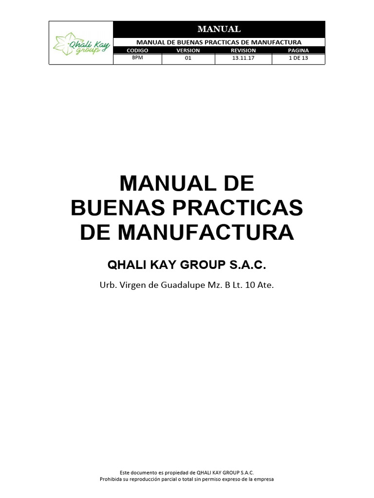 Manual BPM | PDF | Alimentos | Residuos