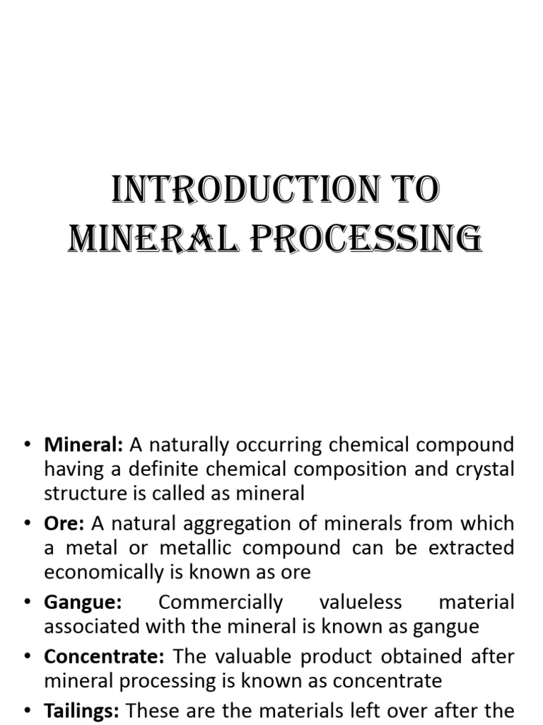 Introduction To Mineral Processing | PDF | Ore | Smelting