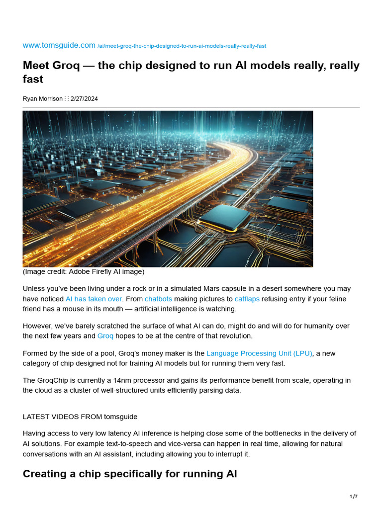 Meet Groq The Chip Designed To Run AI Models Really Really Fast | PDF ...