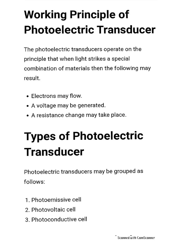 Types of Phoelectric Transducer | PDF