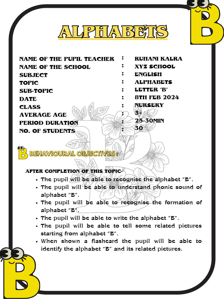 Lesson Plan Alphabet | PDF | Teachers | Learning