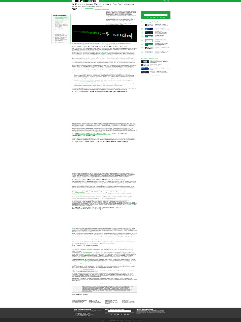 6 Best Linux Emulators For Windows | PDF | Hyper V | Linux