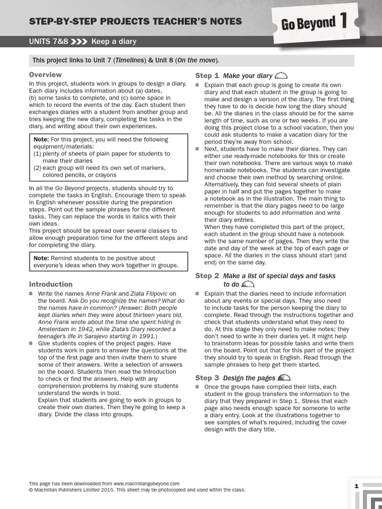 Diary Project for Students: Step-by-Step Guide | PDF | Anne Frank | Diary
