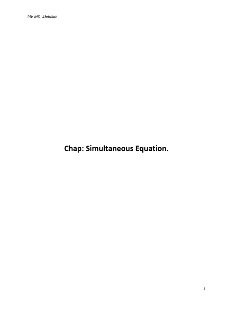 Chap. Simultaneous Equation | PDF | Equations | Mathematics Of Computing