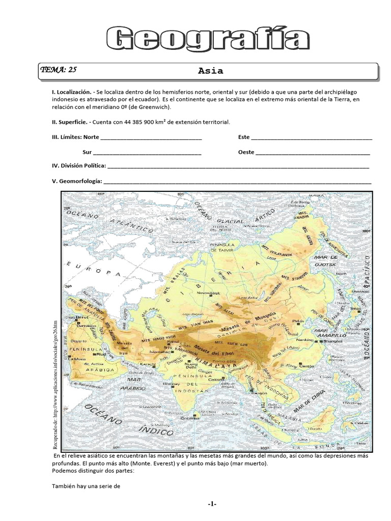 Geografia - 2DO Año - IV Bimestre - 2023 | PDF | Asia | Montañas