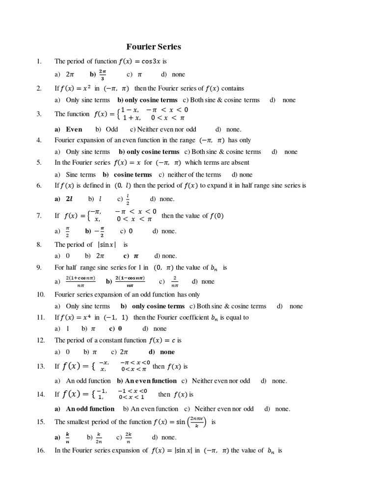 Fourier Series | PDF | Mathematical Relations | Euclidean Geometry