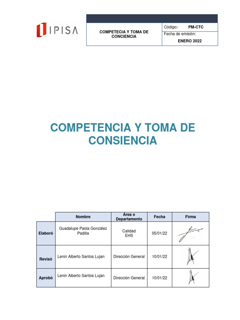 PM-CTC Competencia y Toma de Conciencia | PDF | Evaluación | Sistema de ...