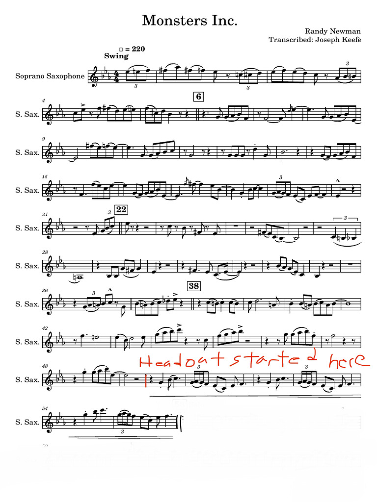 Monsters Inc Concert | PDF | Saxophone | Woodwind Instruments