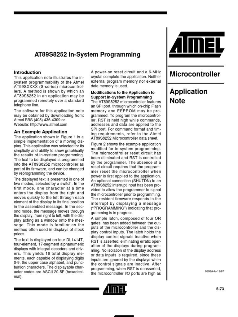 AT89S8252 In-System Programming | PDF | Transmission Control Protocol | Microcontroller