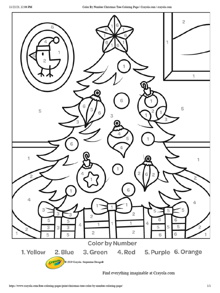Color By Number Christmas Tree Coloring Page _ Crayola.com _ crayola ...