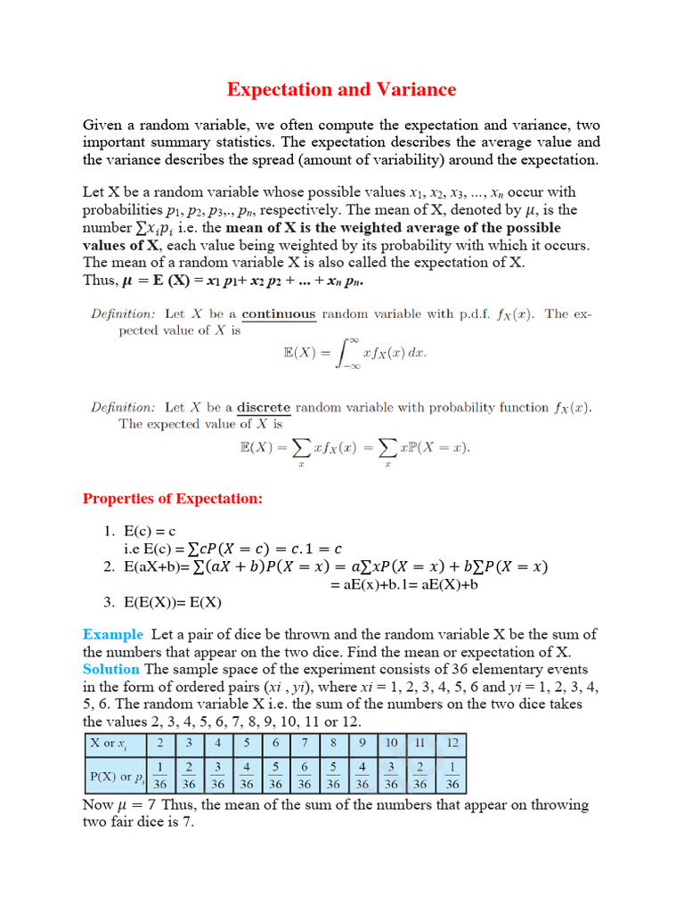 Random Variables1d and 2D | PDF | Probability Distribution | Probability Density Function