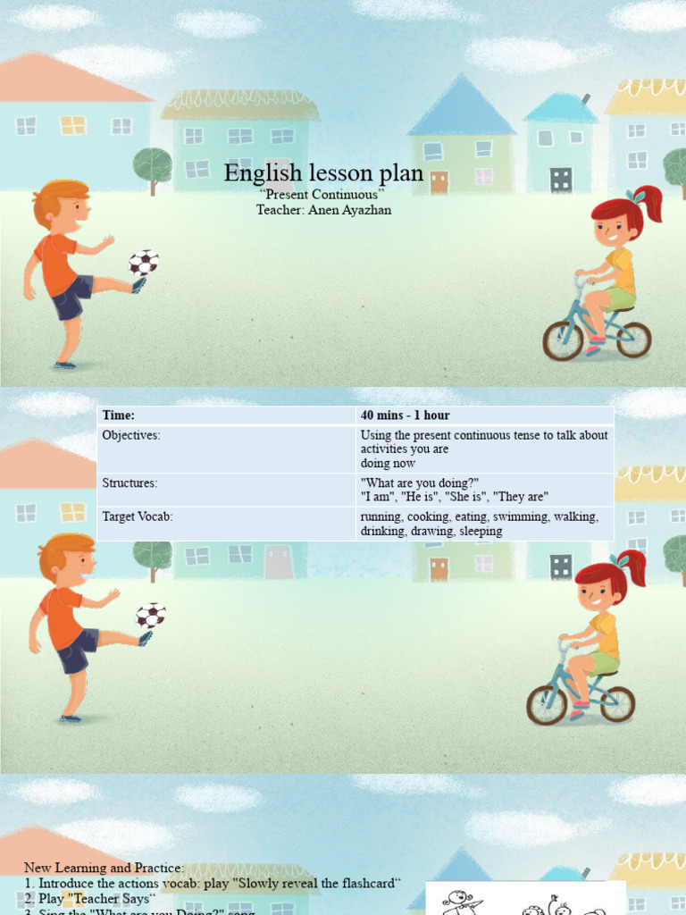 Present Continuous Lesson Plan | PDF | Linguistic Morphology | Grammar
