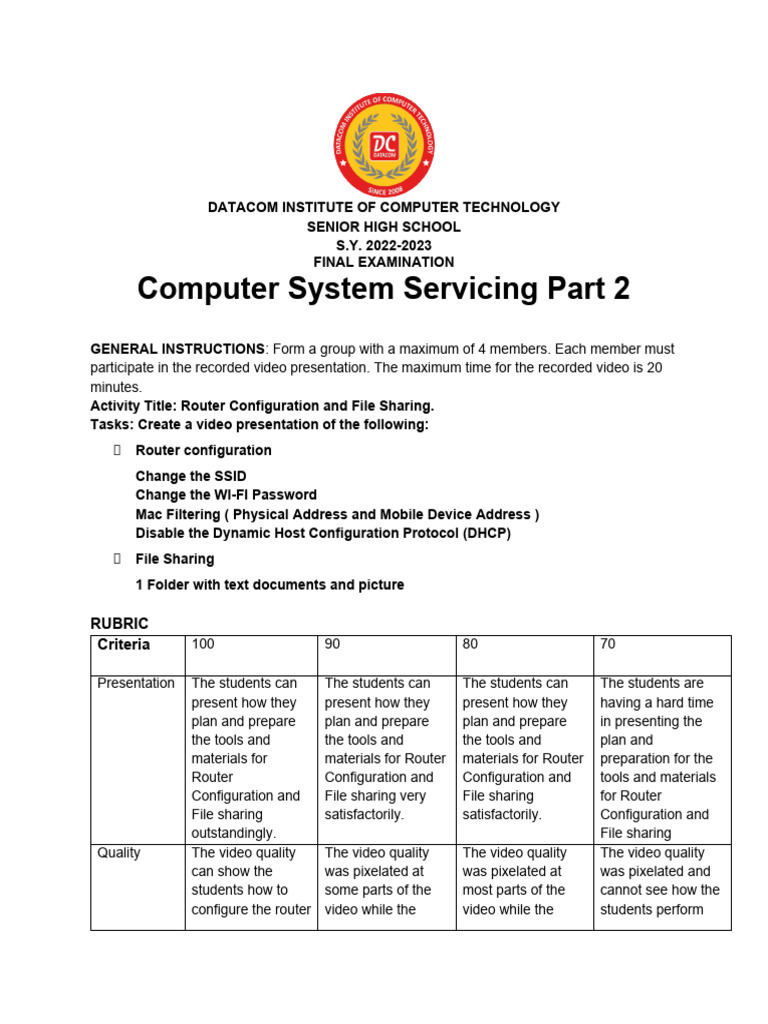 CSS Part 2 Examination Finals | PDF | Router (Computing) | Video CSS Part 2 Examination Finals | PDF | Router (Computing) | Video
