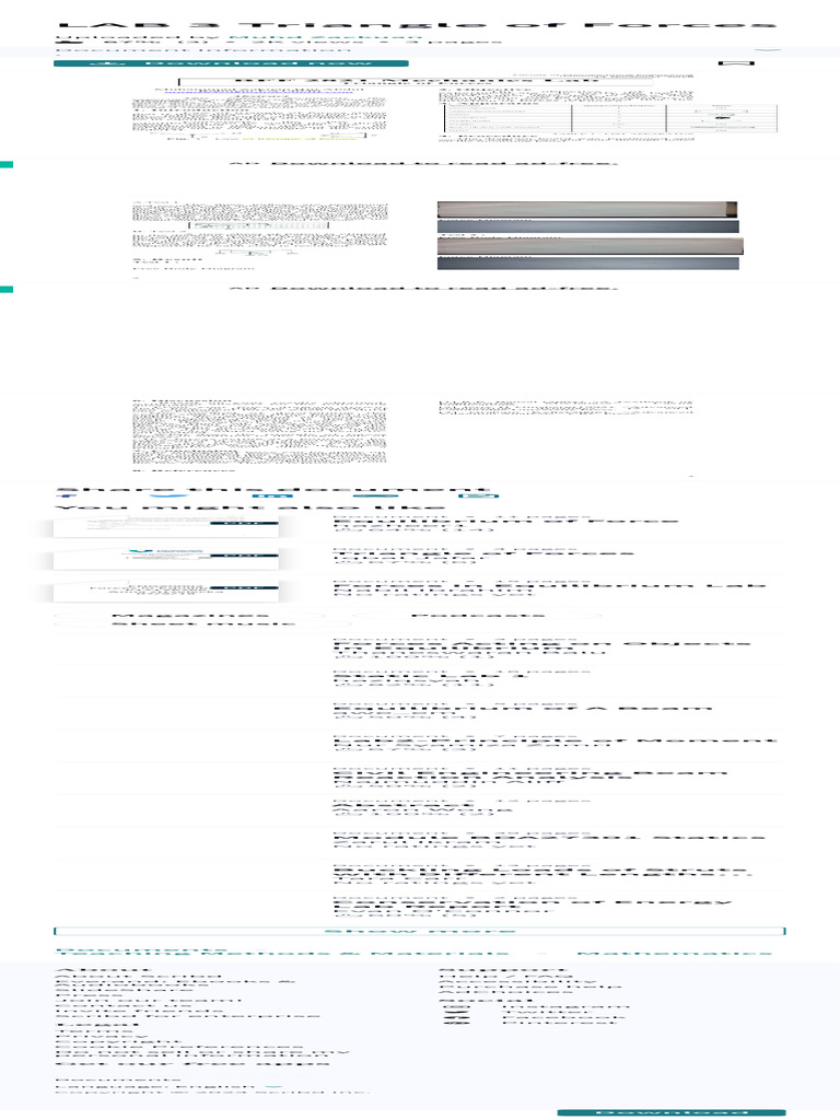 LAB 3 Triangle of Forces PDF Euclidean Vector Teaching Mathematics | PDF | Scribd | Force