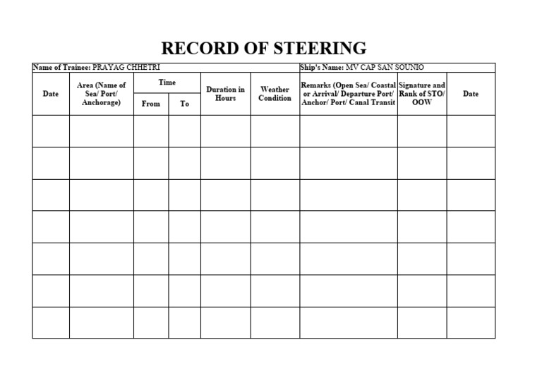 Ship Steering Training Log | PDF