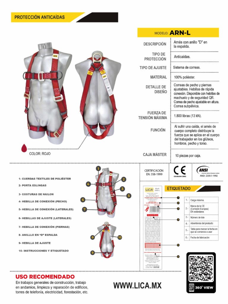 Ficha Tecnica Arnes | PDF