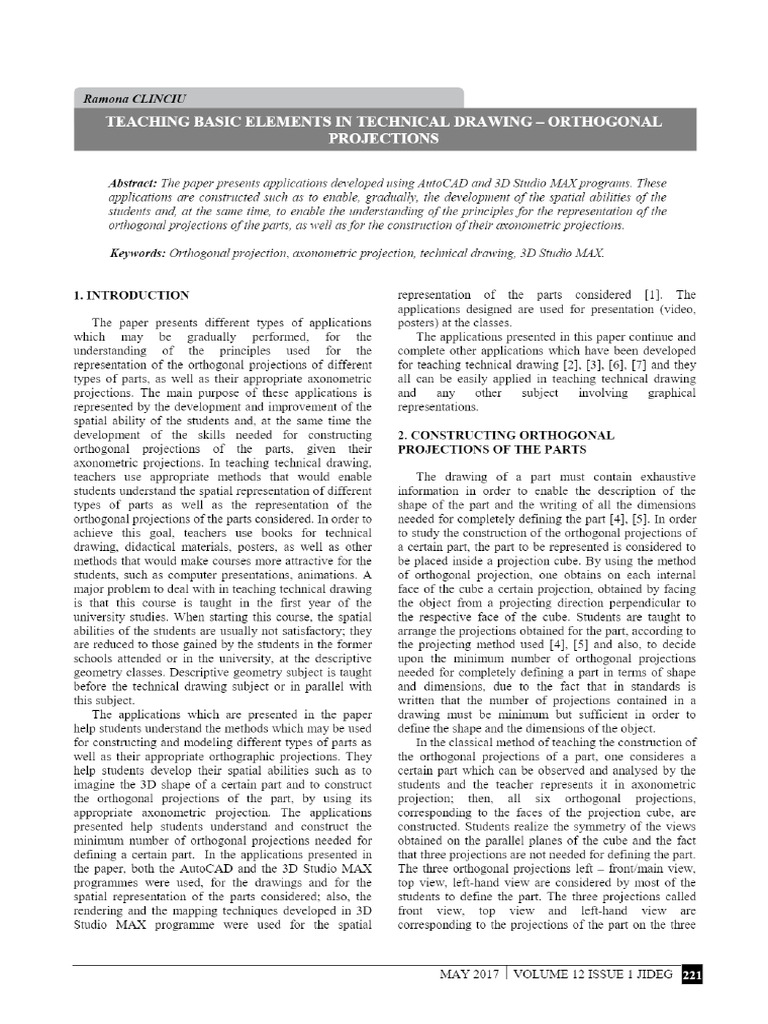 Teaching Basic Elements in Technical Drawing - Orthogonal Projections | PDF