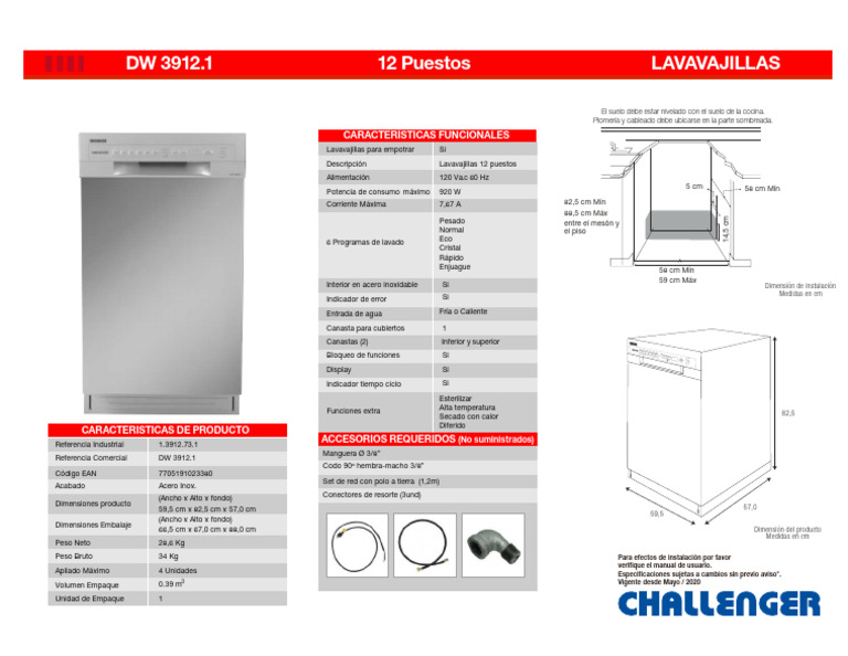 Lavavajillas Empotrable 12 Puestos | PDF | Lavavajillas